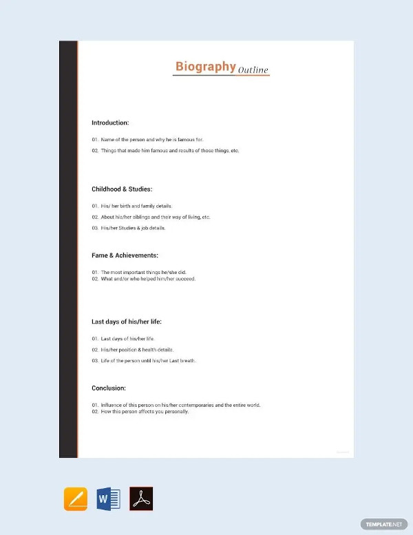 17+ Biography Outline Templates - PDF, DOC