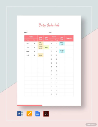 12+ Baby Schedule Templates- DOC, PDF, PSD