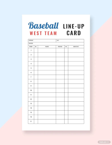 11+ Baseball Line Up Card Templates - DOC, PDF, PSD, EPS