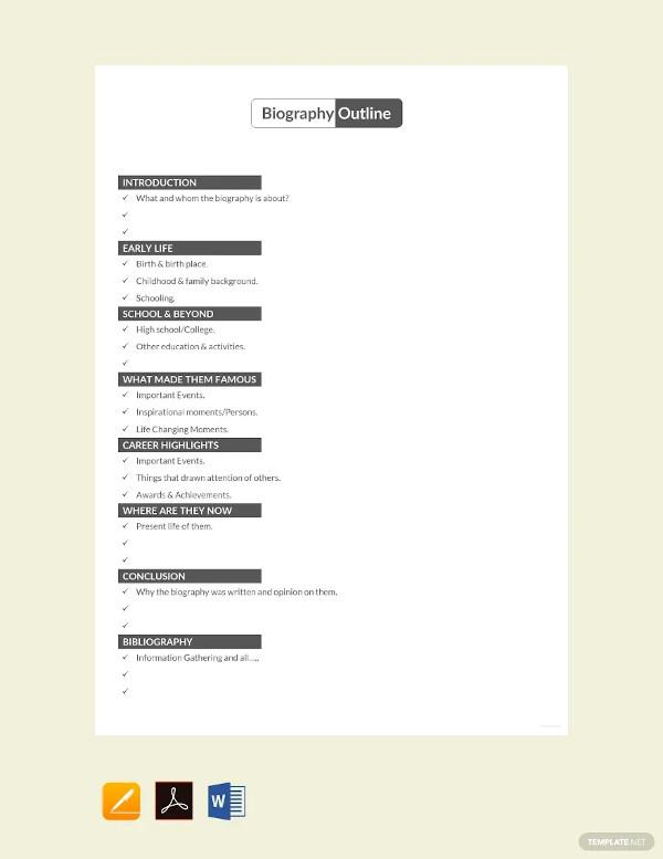 17+ Biography Outline Templates - PDF, DOC