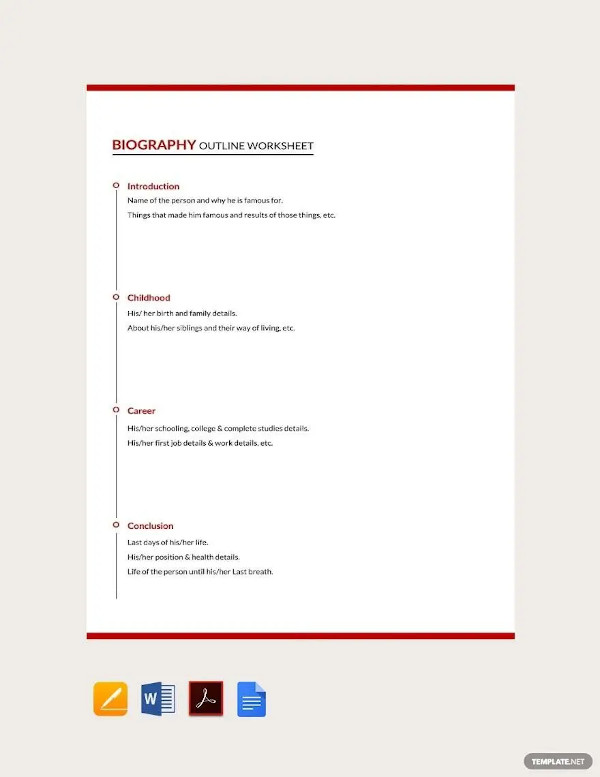 17+ Biography Outline Templates - PDF, DOC