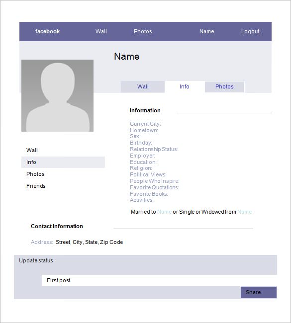 4 Amazing Blank Facebook Templates DOC PPT PSD