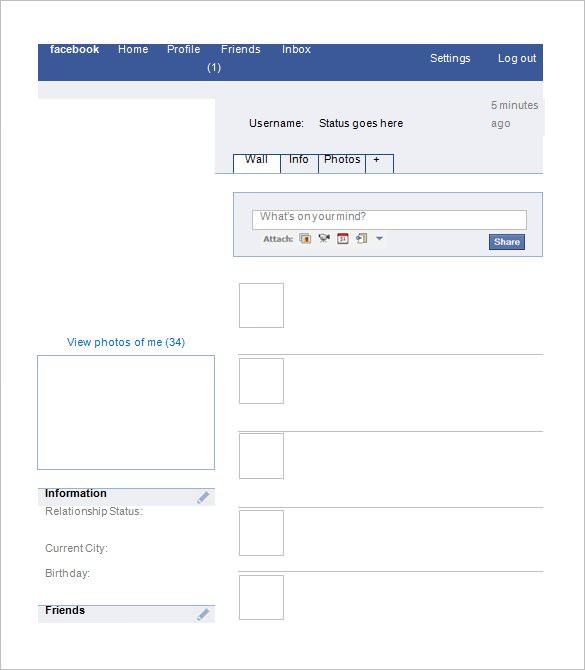4 Amazing Blank Facebook Templates DOC PPT PSD