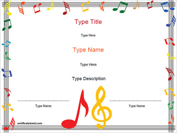 8+ Printable Music Certificate Templates - Word, PSD, AI, PDF Documents ...