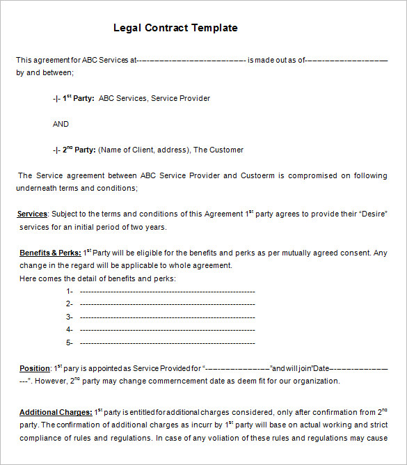 12+ Legal Contract Templates - Word, PDF, Google Docs Documents Download