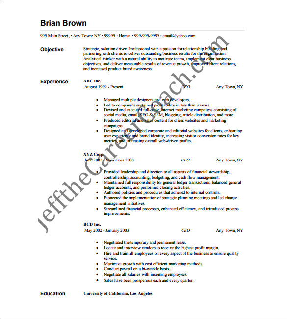 CEO Resume Template - 12+ Samples, Examples, Format Download!