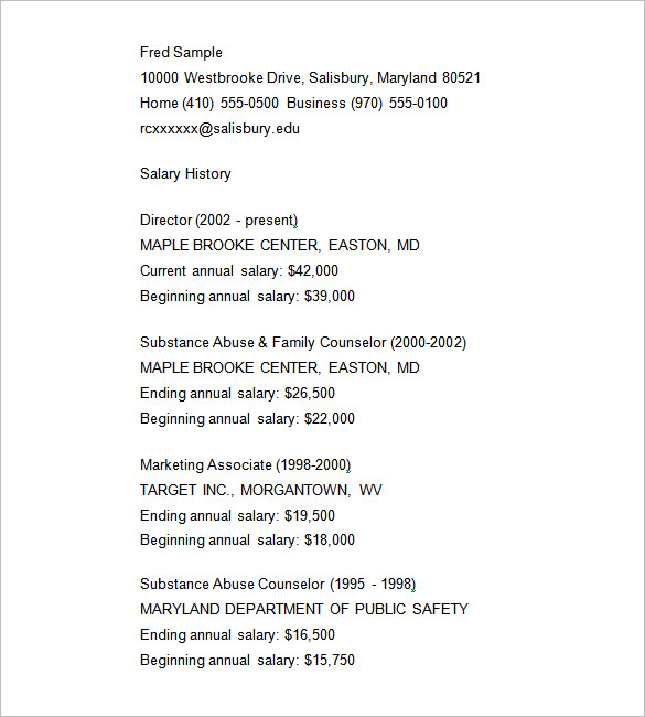 9+ Sample Salary History Templates – Free Word, PDF Documents Download!