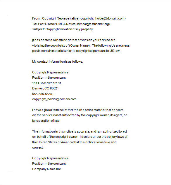 12+ DMCA Notice Templates - DOC