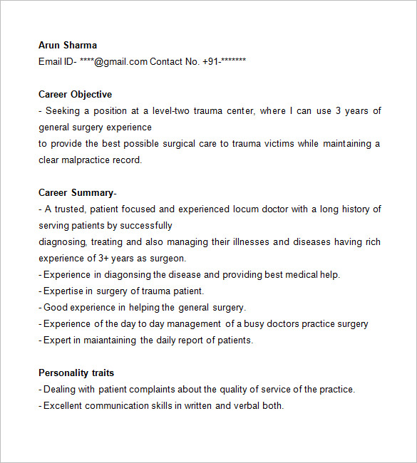 Doctor Resume Templates - 16+ Samples, Examples, Format Download!