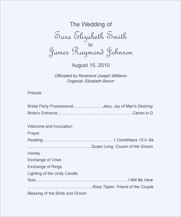 Free Wedding Program Template Pdf