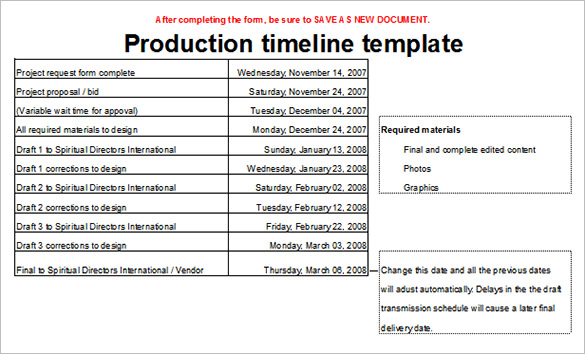 7+ Production Timeline Templates - Excel, PDF