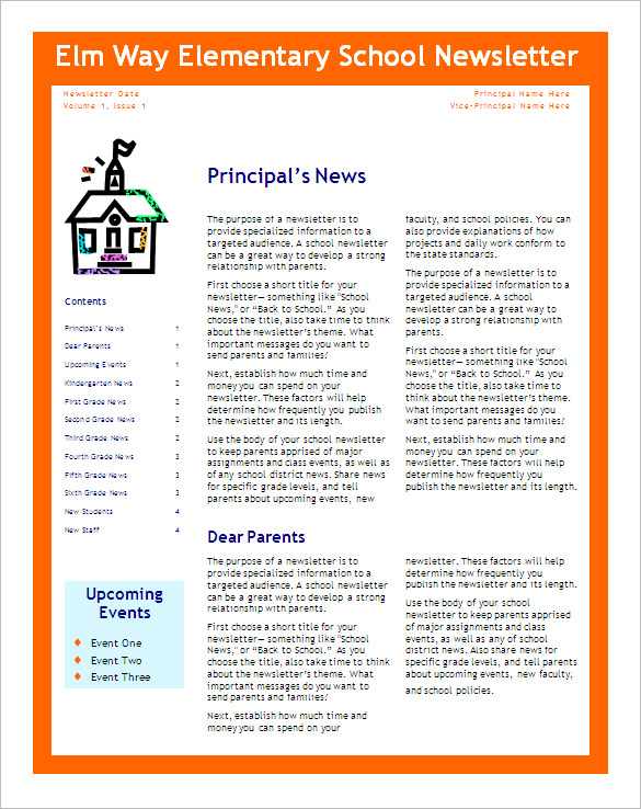 12+ School Newsletter Templates - Doc, PDF