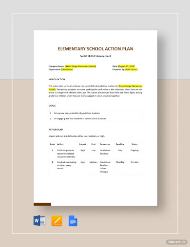 15+ School Action Plan Templates - Word, PDF
