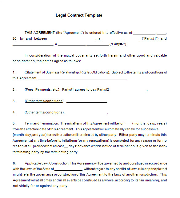 12+ Legal Contract Templates - Word, PDF, Google Docs Documents Download