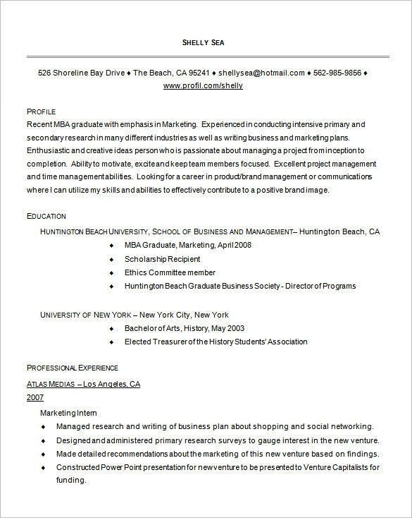 15+ MBA Resume Templates - DOC, PDF