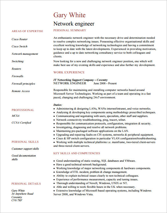 CCNA Resume Sample