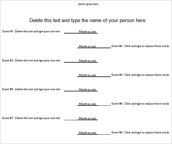 5 Biography Timeline Templates DOC Excel
