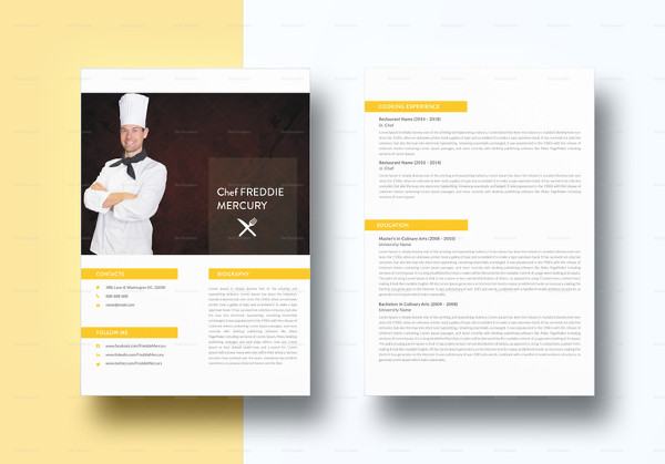 18+ Chef Resume Templates - Word, PDF, Google Docs