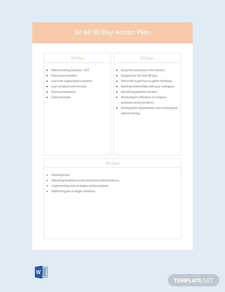 22+ 30 60 90 Day Action Plan Templates - Free PDF, Word Format Download!