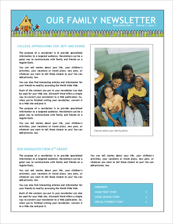 9 Family Newsletter Templates Free Word Documents Download 