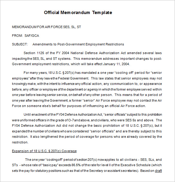 18+ Memorandum Templates - DOC, PDF