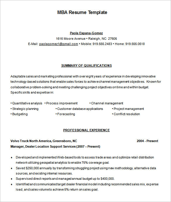 15+ MBA Resume Templates - DOC, PDF
