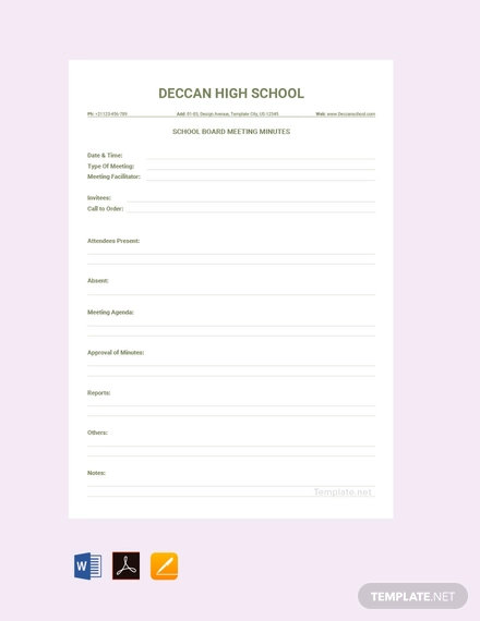18+ School Meeting Minutes Templates - Word, PDF, Apple Pages
