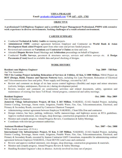 Free 9+ Civil Engineer Resume Templates, PDF, DOC