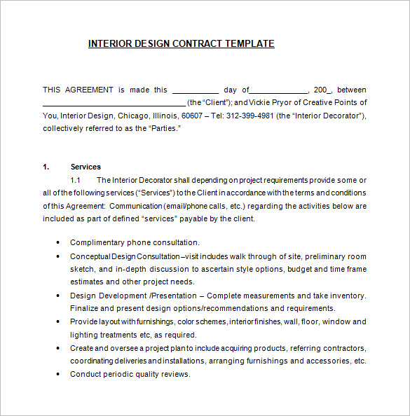 Interior Design Contract Template Free Download Free Templates Printable