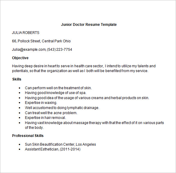 Doctor Resume Templates - 16+ Samples, Examples, Format Download!