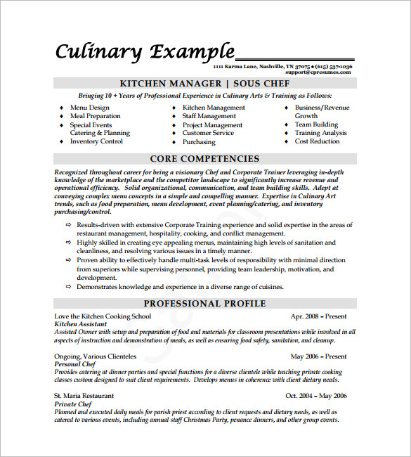 18+ Chef Resume Templates - Word, PDF, Google Docs