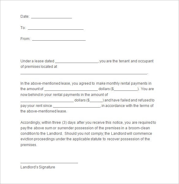  Notice To Vacate Sample Letter To Tenant Notice Of Intent To Vacate 