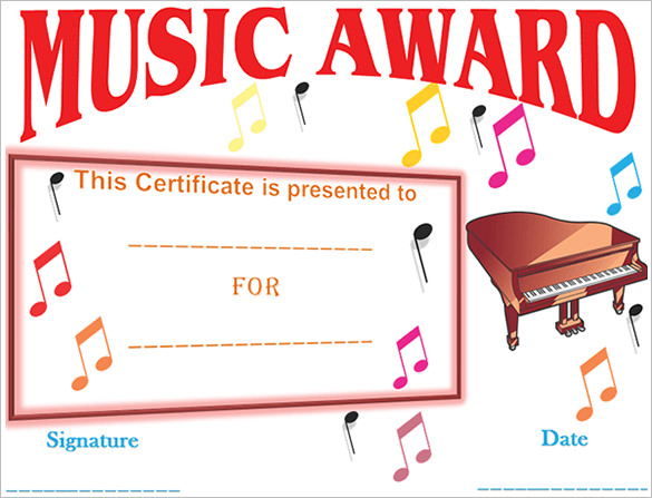 8+ Printable Music Certificate Templates - Word, PSD, AI, PDF Documents ...