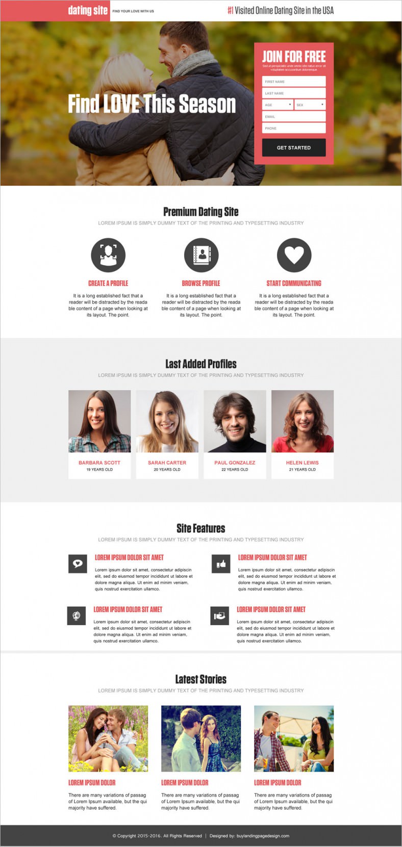 9+ Latest Dating Landing Page Templates