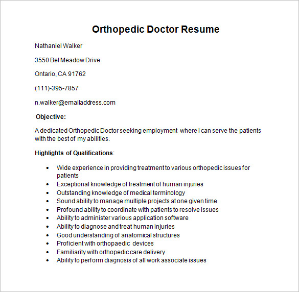 Doctor Resume Templates - 16+ Samples, Examples, Format Download!