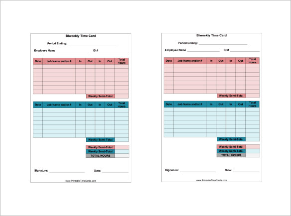 12+ Printable Time Card Templates - DOC, Excel, PDF