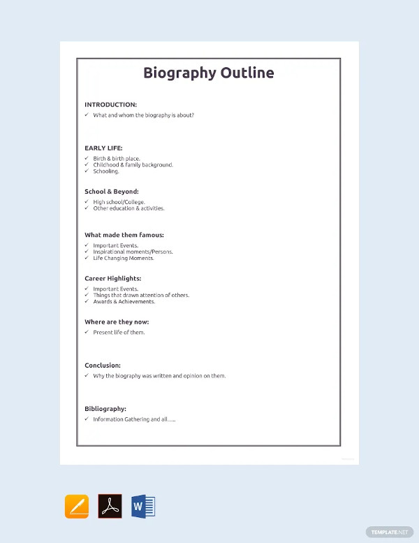 17 Biography Outline Templates PDF DOC