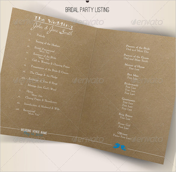 Wedding Ceremony Program Template 36 Word PDF PSD InDesign Files 