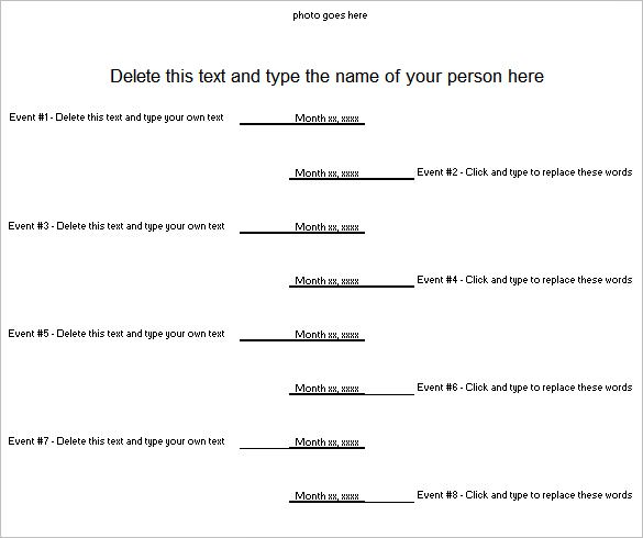 8 Biography Timeline Templates DOC Excel