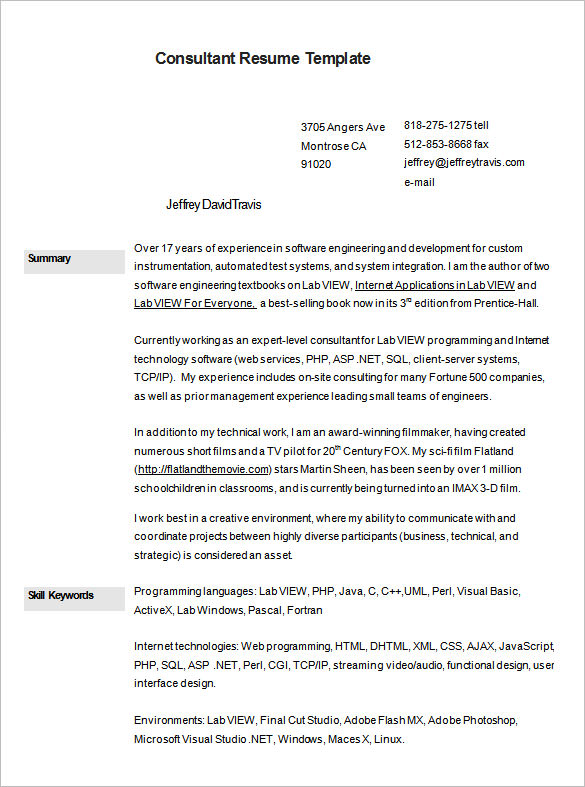 Resume Template Environmental Consultant Similar Resumes
