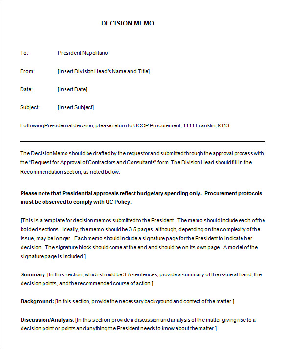 8+ Decision Memo Templates - Free Word, PDF Documents Download