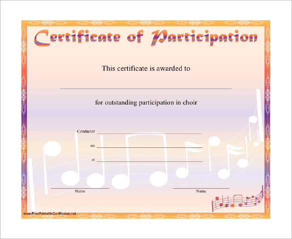 8+ Printable Music Certificate Templates - Word, PSD, AI, PDF Documents ...