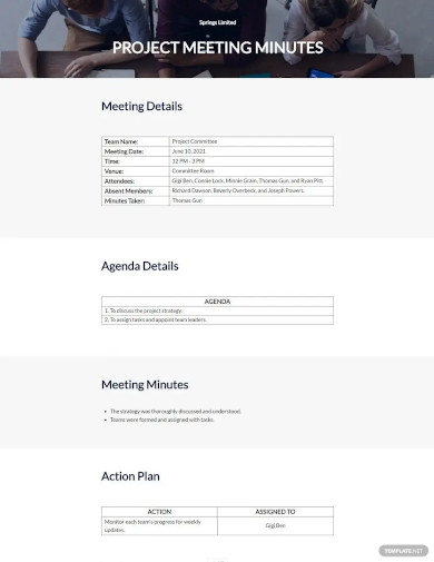 18+ Project Meeting Minutes Template -Google Docs, Word, Apple Pages