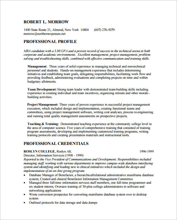 15+ MBA Resume Templates - DOC, PDF