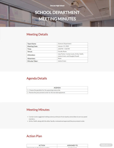 Free 25+ School Meeting Minutes Template - Word, Excel, PDF Format Download