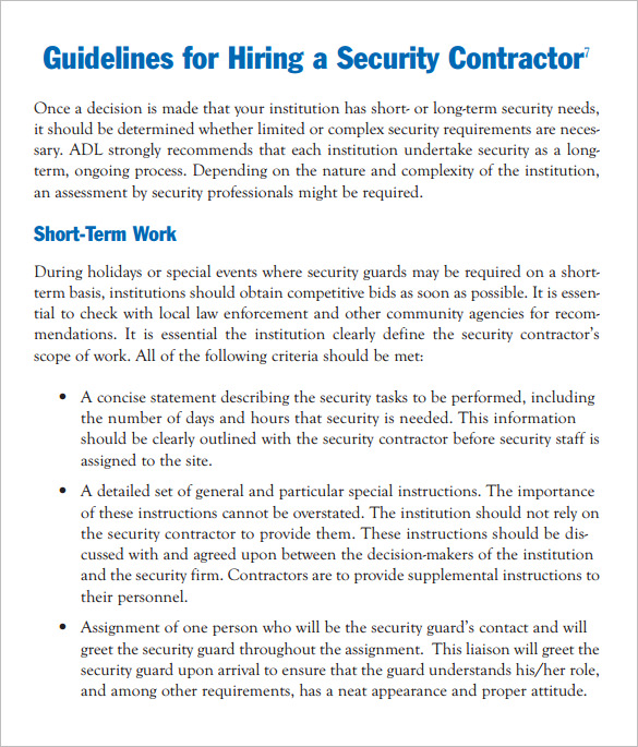 14+ Security Contract Templates - Word, PDF, Apple Pages, Google Docs