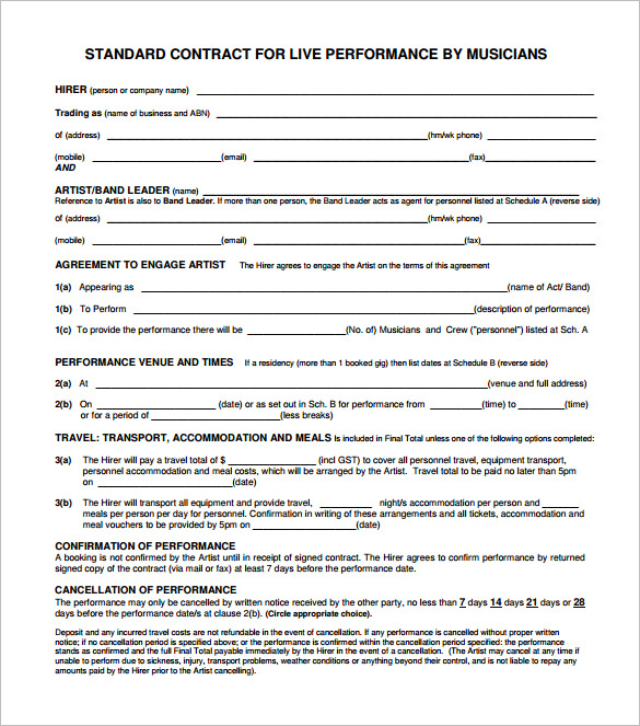 20+ Music Contract Templates - Word, PDF, Google Docs, Apple Pages