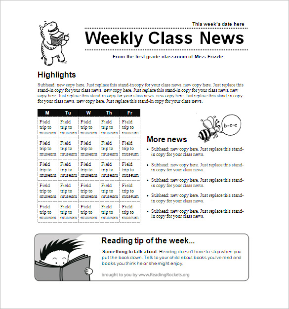 12+ School Newsletter Templates - Doc, PDF