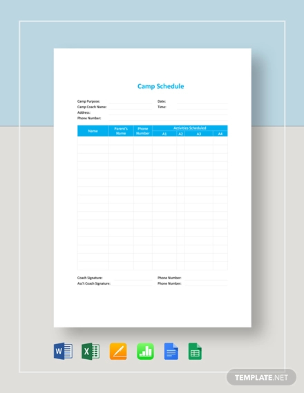 15+ Camp Schedule Templates - PDF, DOC