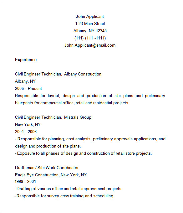 12 FREE Construction Resume Templates DOC PDF
